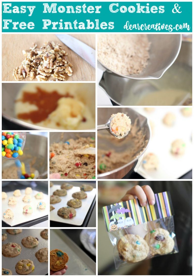 Halloween Monster Cookies With Free Halloween Treat Bag Printables