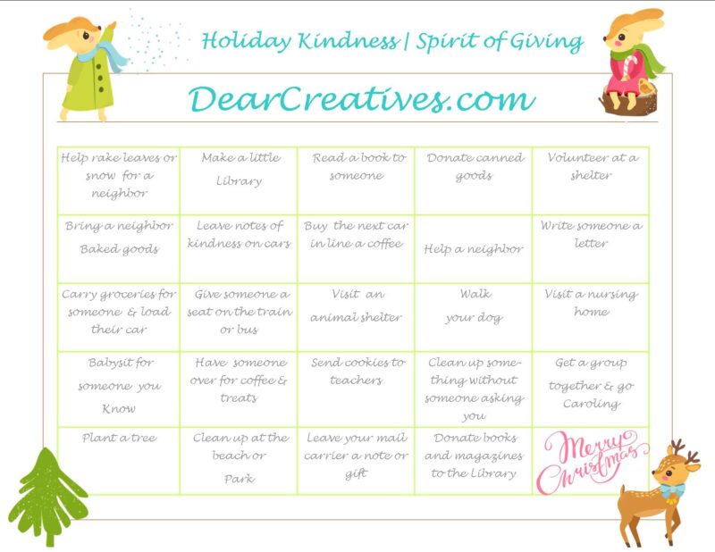 Holiday Spirit - Random Acts of Kindness Calendar - DearCreatives.com