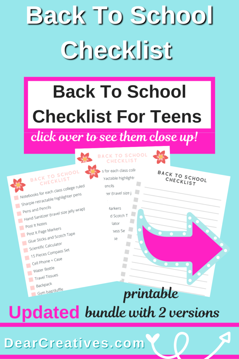 Checklist For Back To School Supplies Dear Creatives
