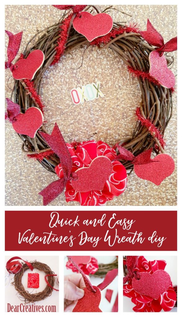 Valentines Day Wreath DIY - Quick and Easy! DearCreatives.com