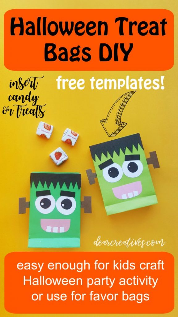 Halloween Frankenstein Treat Bags + FREE Printable Template
