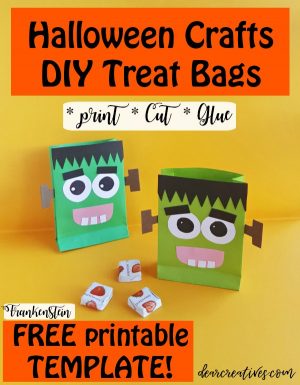 Halloween Frankenstein Treat Bags + FREE Printable Template
