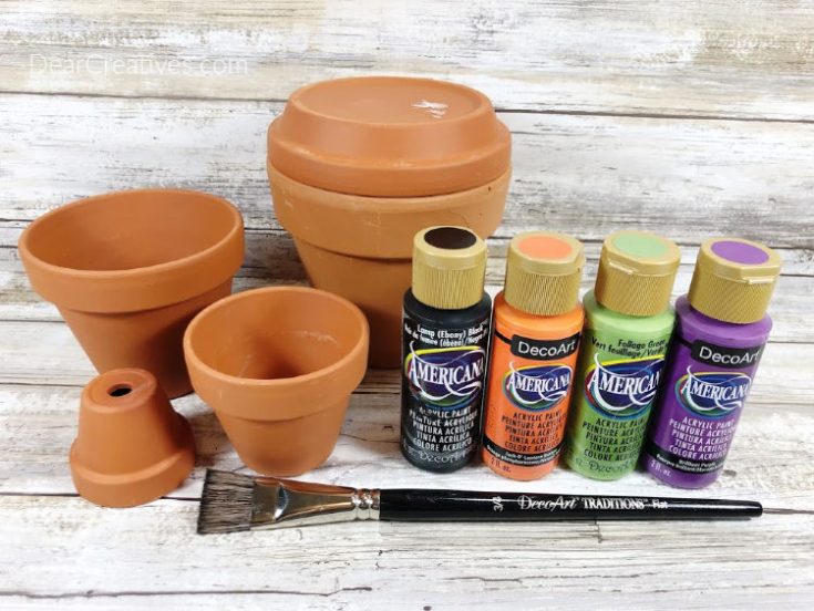 Halloween Clay Pots DIY Jack-O-Lantern, Frankenstein, Bat