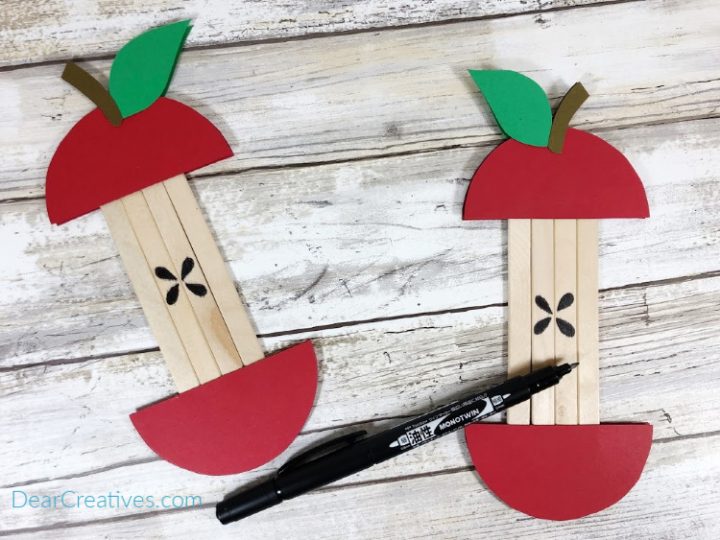 Popsicle Stick Apple Craft (Free Printable Pattern) Dear Creatives