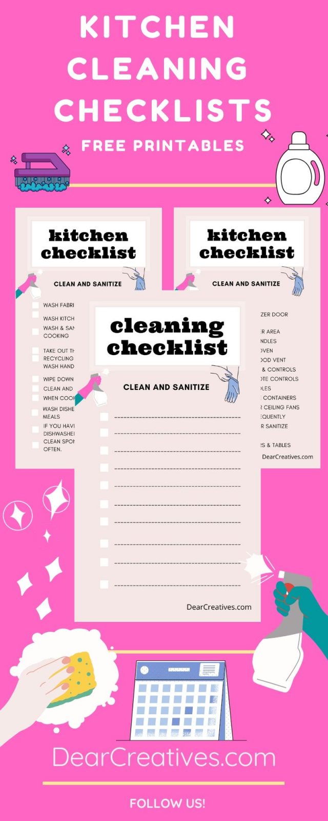 Kitchen Cleaning Checklist + Blank Cleaning Checklist Dear Creatives