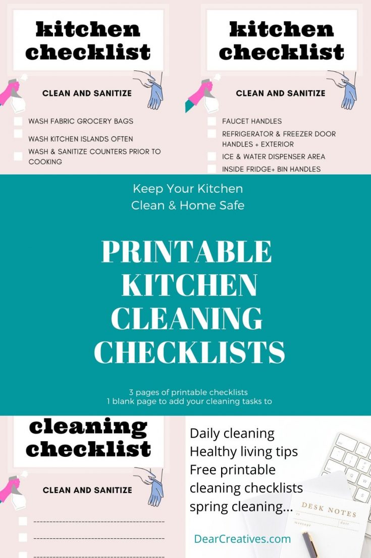 Kitchen Cleaning Checklist + Blank Cleaning Checklist Dear Creatives