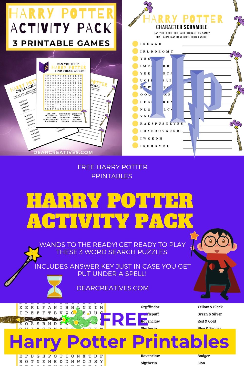 Harry Potter Printables - Word Searches Activity Pack! Dear Creatives