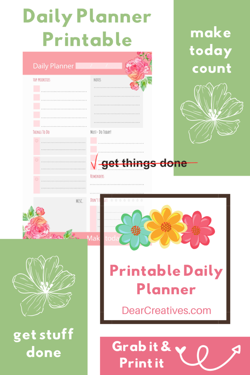 Daily Planner Printable - Make Today Count! Dear Creatives