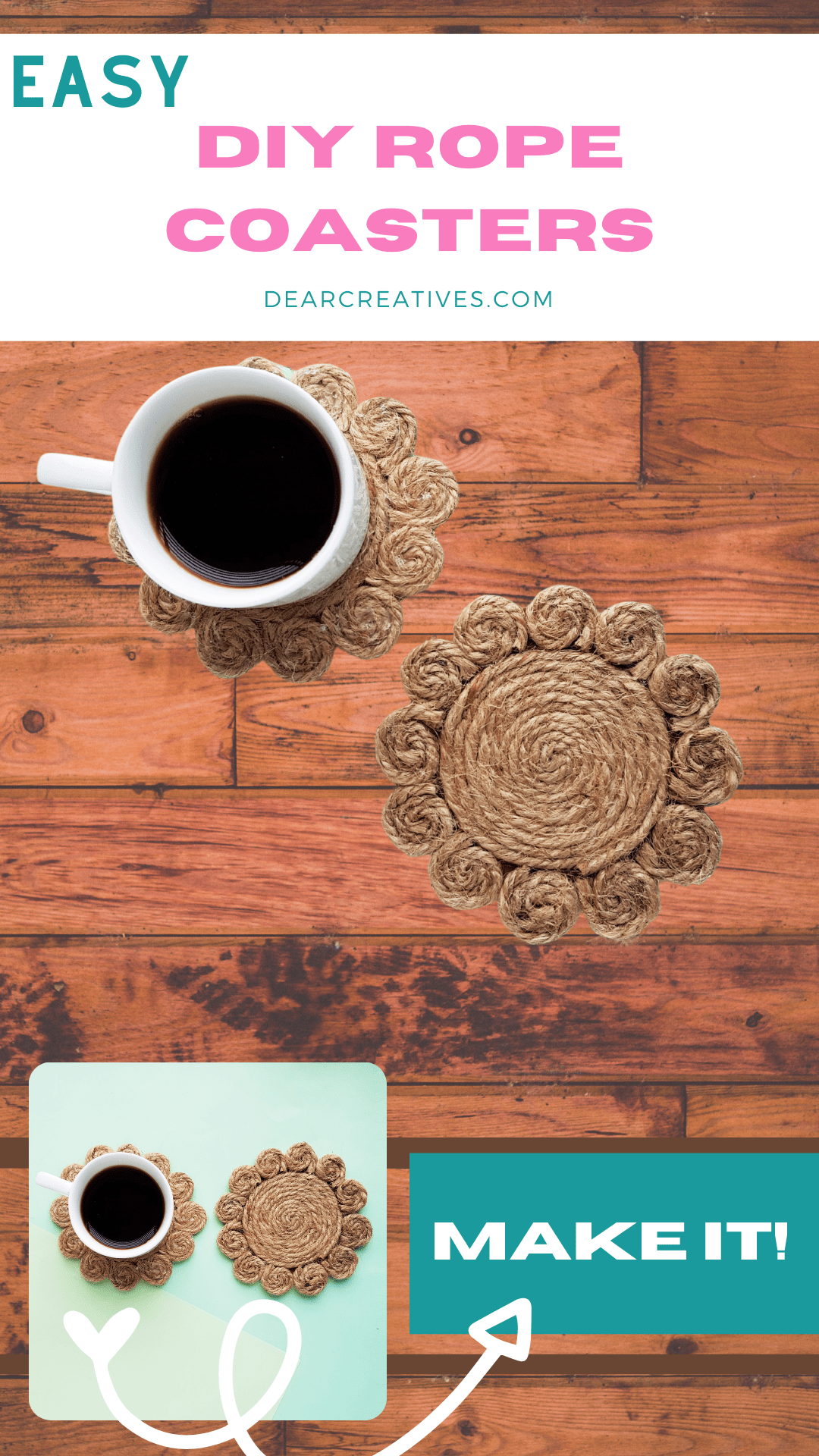 DIY Rope Coasters - Flower Design Dear Creatives