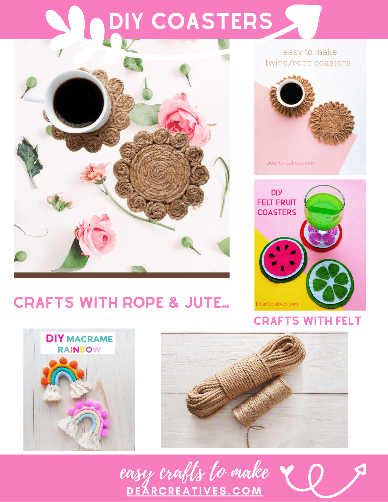 DIY Rope Coasters - Flower Design Dear Creatives