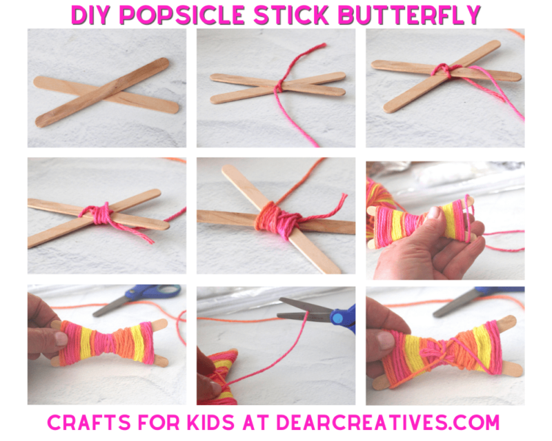 Butterfly Craft With Popsicle Sticks And Yarn Dear Creatives
