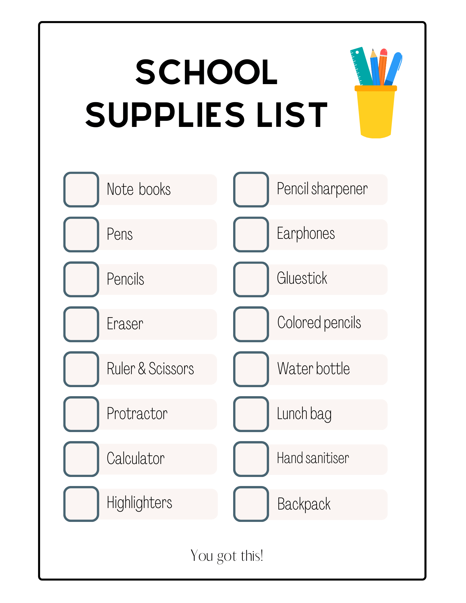 Checklist For Back To School Supplies Dear Creatives