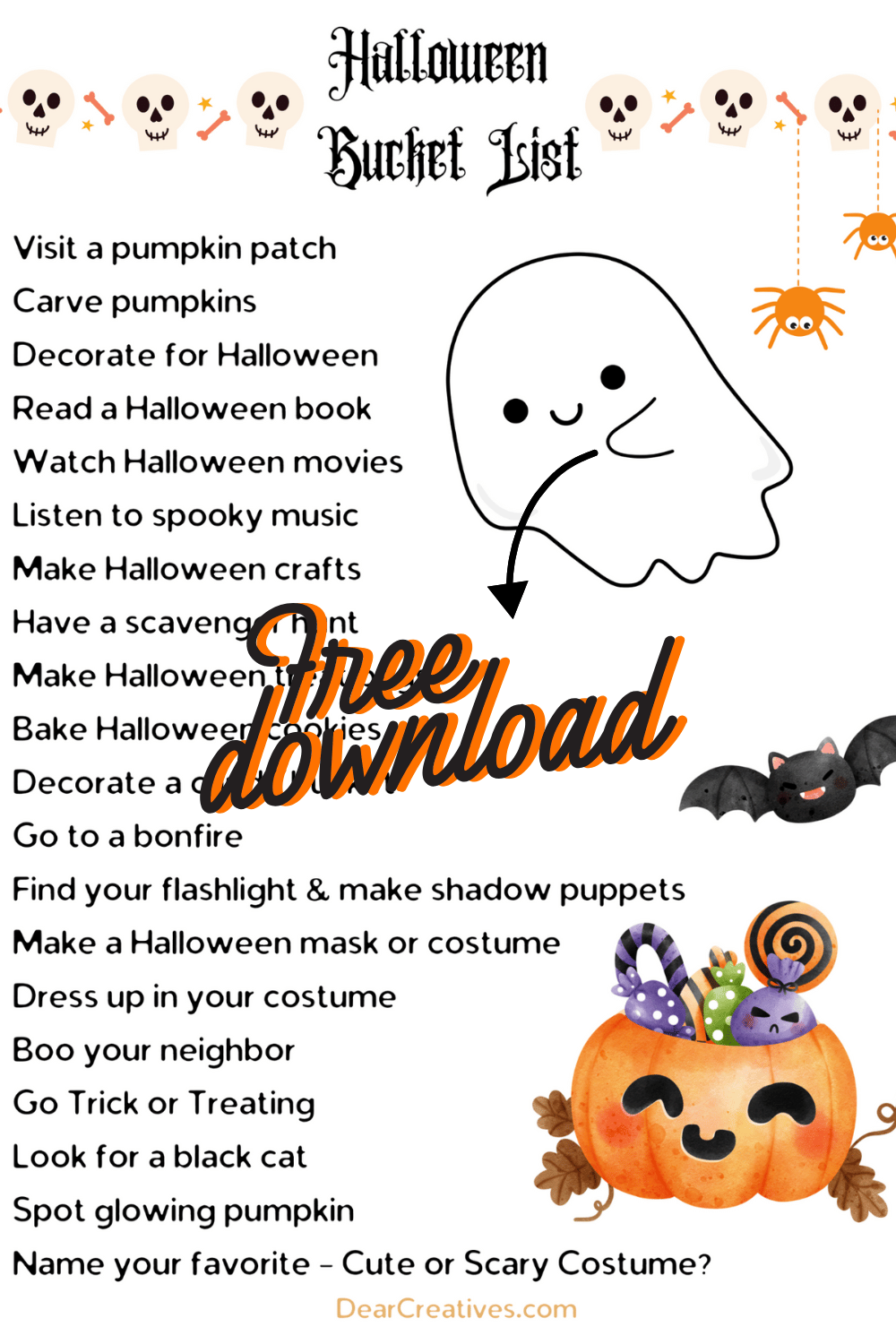 Halloween Bucket List Printable Dear Creatives