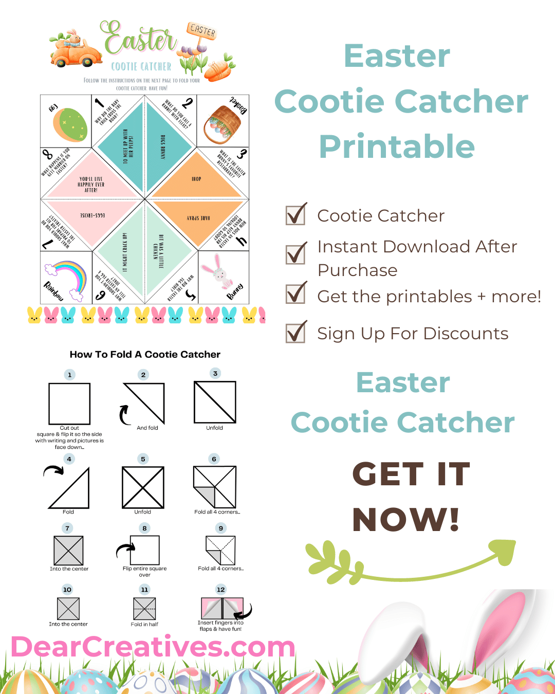 Printable Easter Cootie Catcher + Instructions Dear Creatives