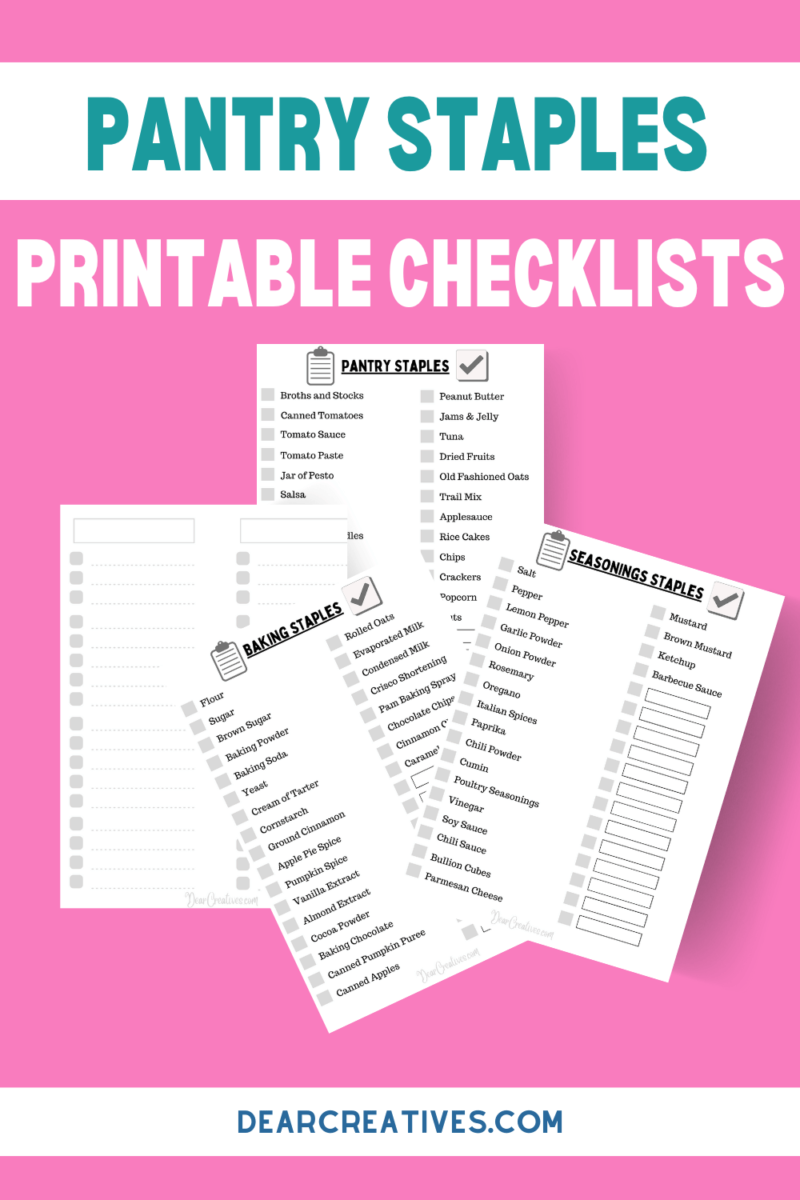 Printable Pantry Checklists - Dear Creatives