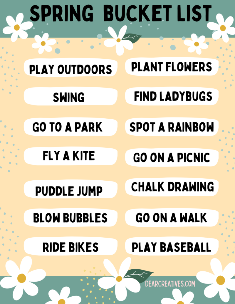 Spring Bucket List Kids Printable - Ideas Plus Fun Things To Do! Dear ...