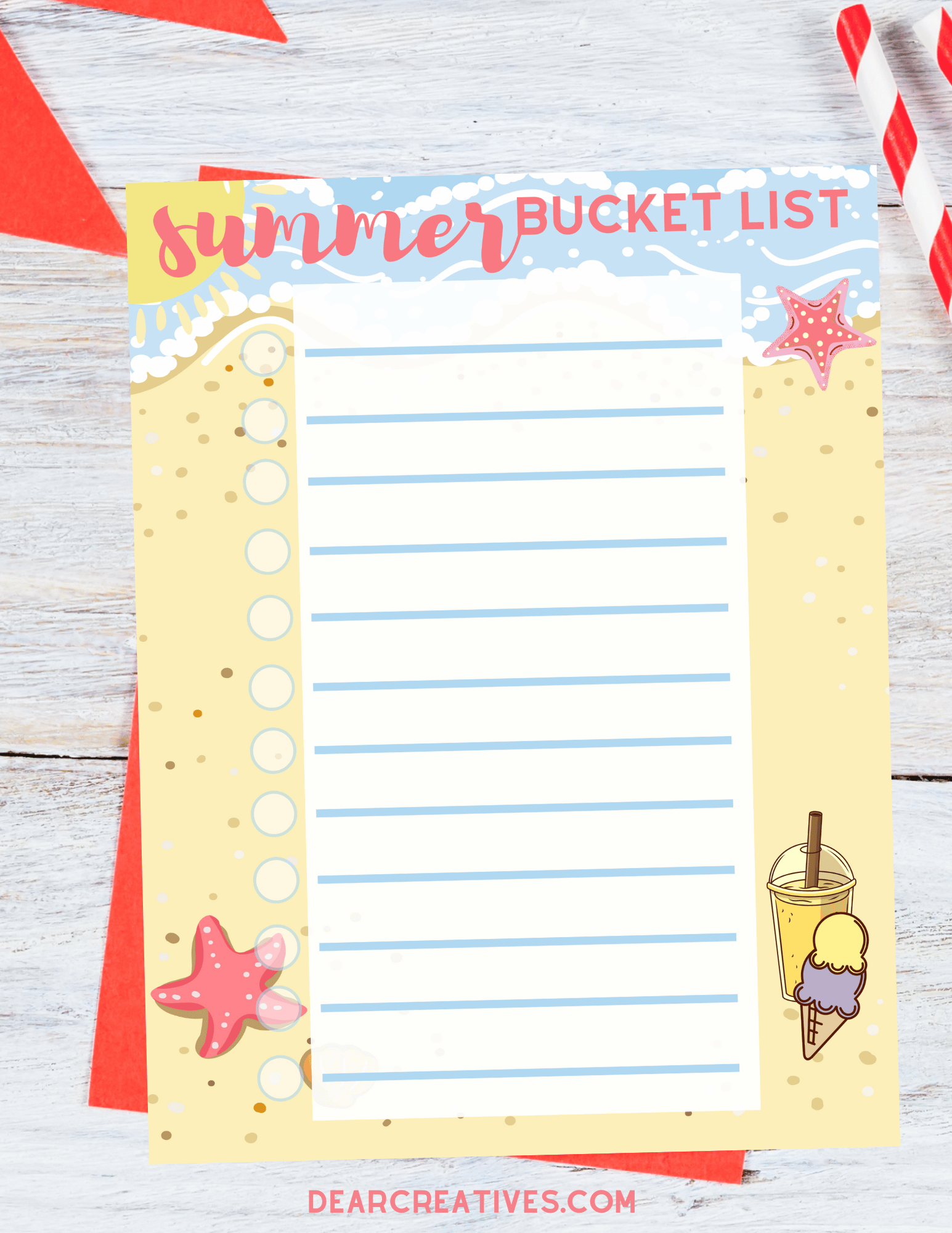 Summer Bucket List Printable Dear Creatives