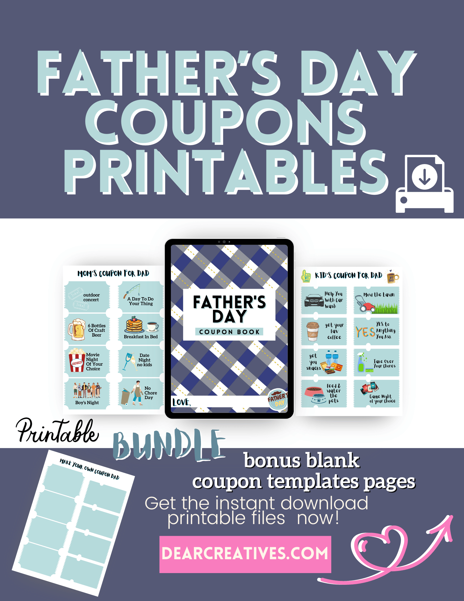 Fathers Day Coupons Printable – Coupon Book Gift for Dad - Dear Creatives
