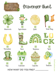 Printable Scavenger Hunt St. Patrick’s Day - Free PDF & PNG