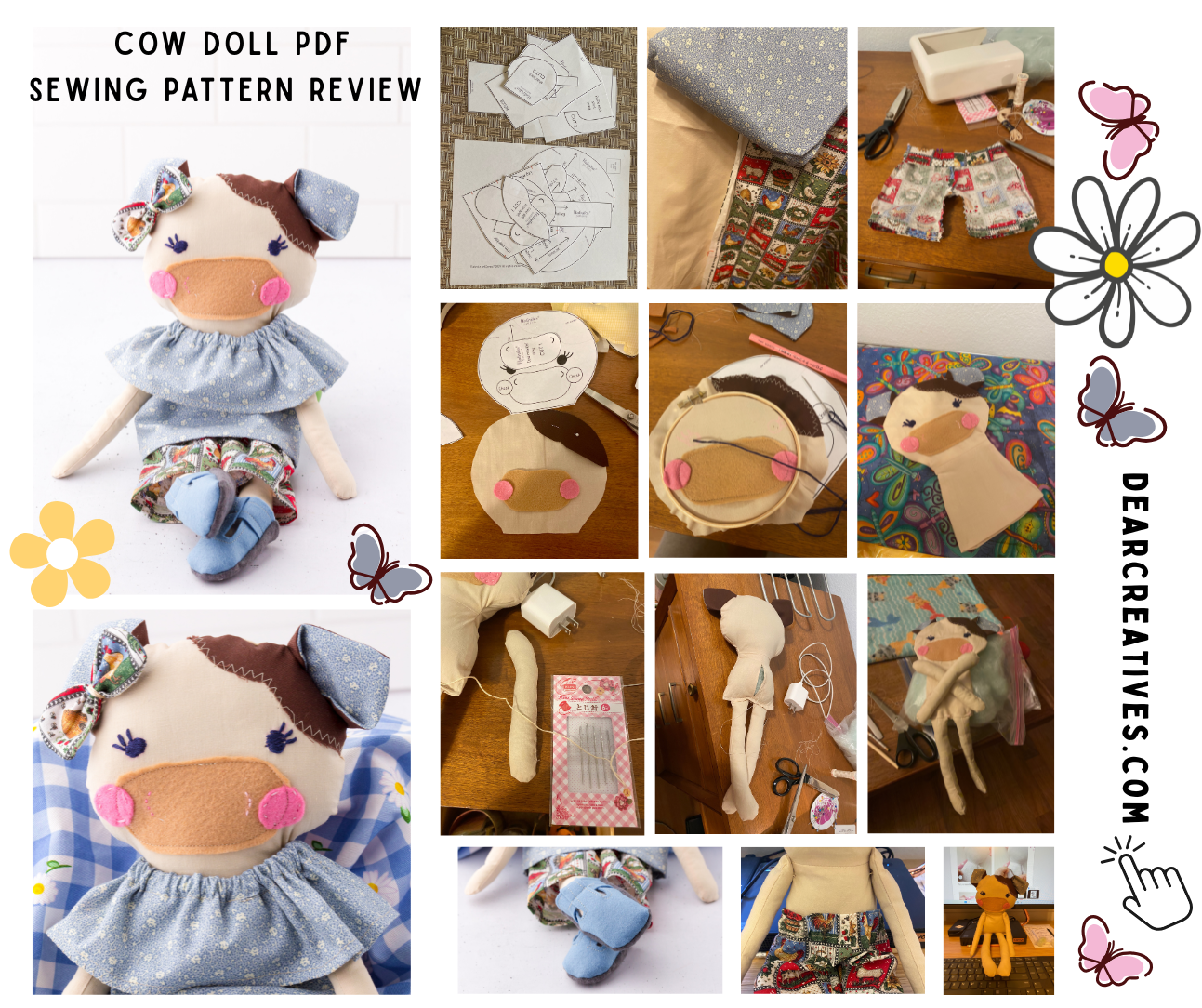 Cow Doll Sewing Pattern Review Adorable Etsy Patterns Dear Creatives