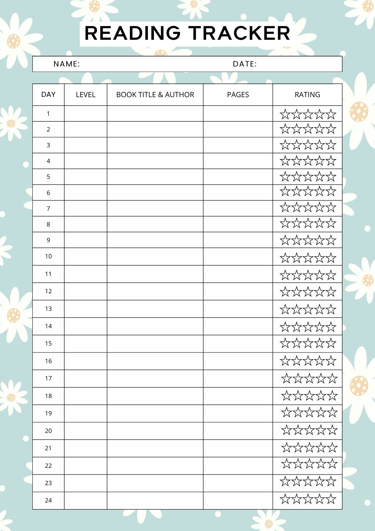 Reading Tracker Printable – Track Books, Pages Read & Ratings - Dear ...