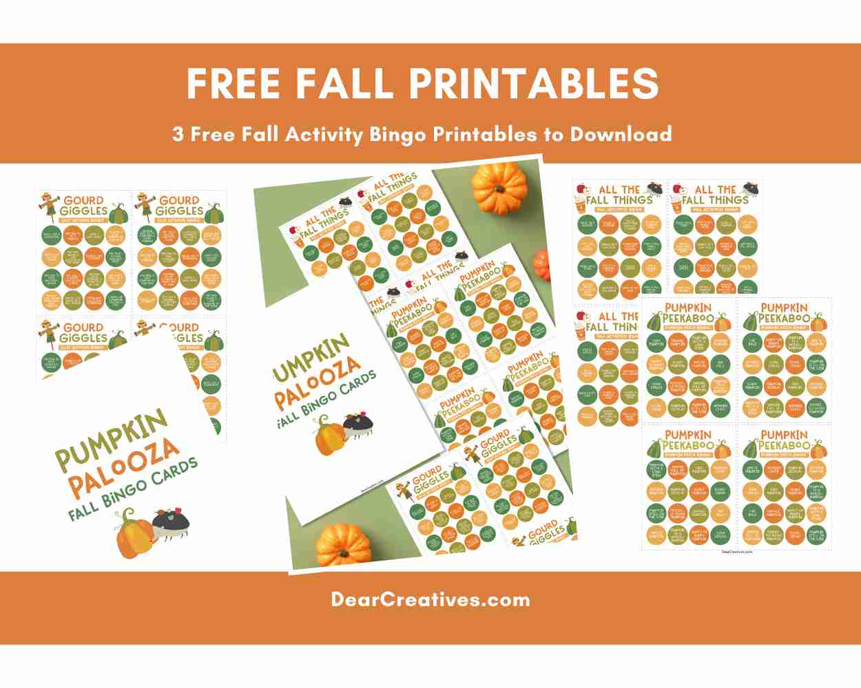 Fun Fall Activity Bingo Printables: 3 Free Games for Kids Dear Creatives
