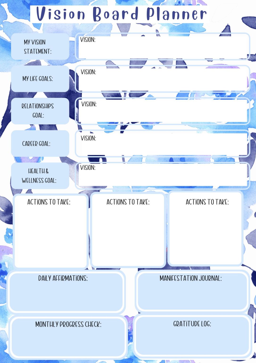 Vision Board Planner Printable – 3-Page Goal Planner - Dear Creatives